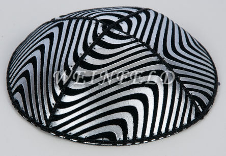 Genuine Suede Yarmulke - Metallic Embossed - SILVER METALIC NEW WAVE ...