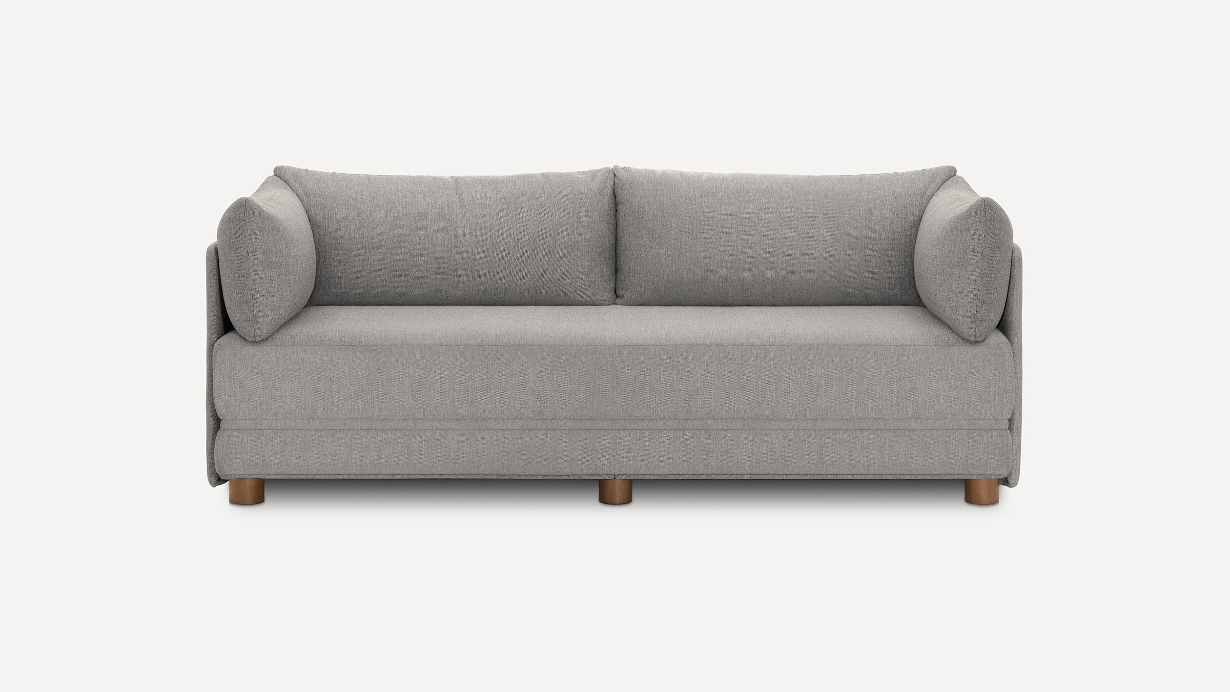 Burrow Shift Sleeper Sofa in Stone Gray Walnut Legs
