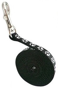 Small Black Pawprint Nylon Dog Lead - Doggie Style Store
