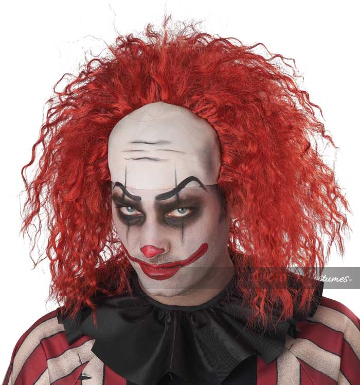 Clown Bald Costume Wig With Red Hair Attached | Halloween
