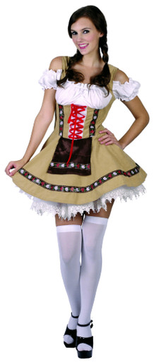 Brown Alpine Girl Dress Costume | Oktoberfest