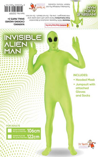 Fluro Green Alien Invisible Skin Suit | Costumes To Buy Australia