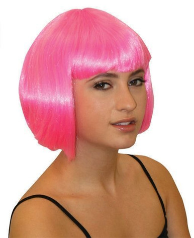 Neon Pink Short Bob Costume Wig Fancy Dress Accessories.
