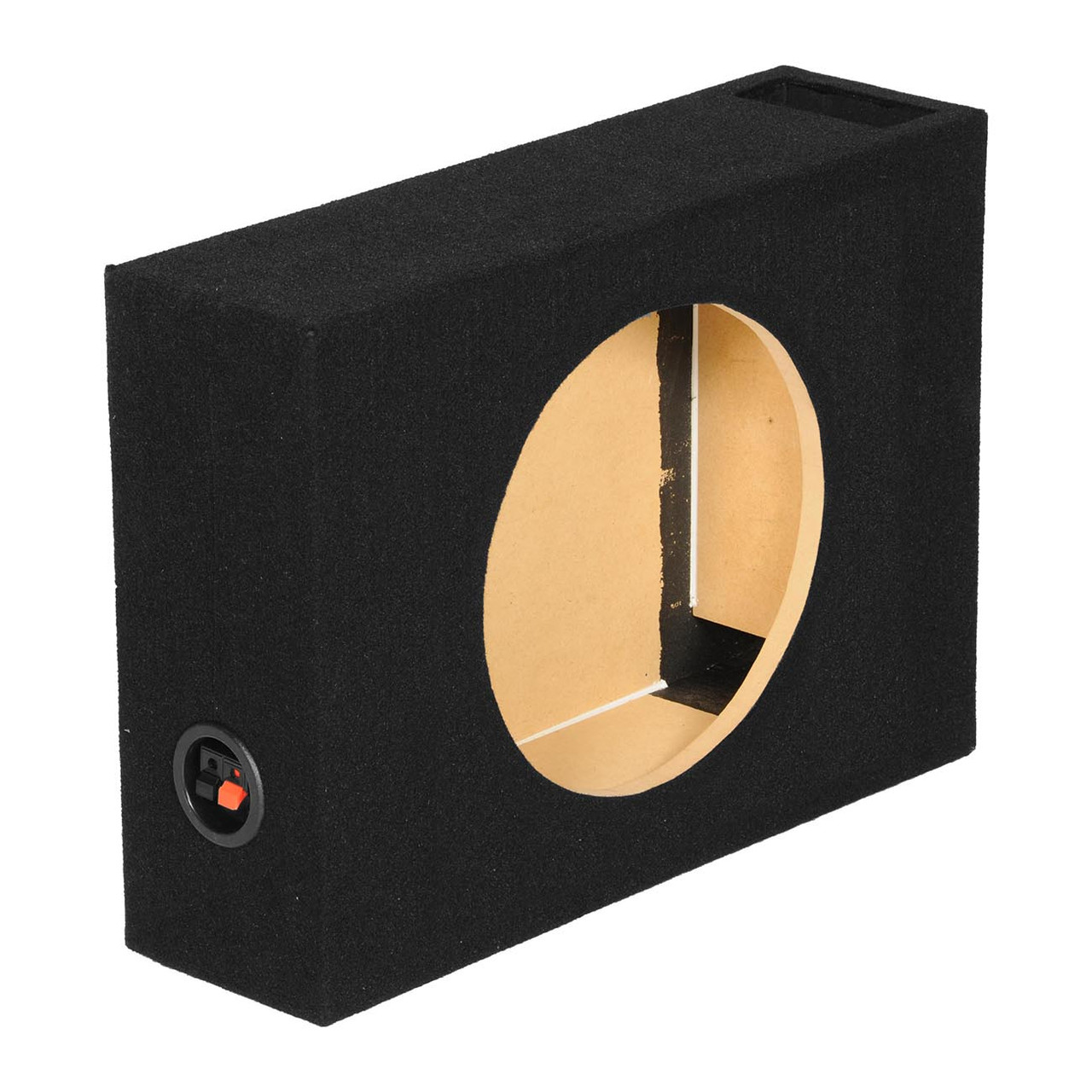 QPower 10 Inch Ported Shallow Slim Truck Subwoofer Box | Black Carpet ...
