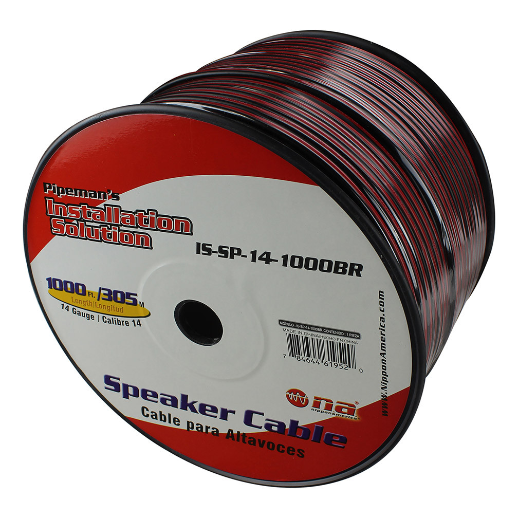Audiopipe IS-SP-14-1000BR | 1000 Feet 14 Gauge Speaker Wire Cable | Red ...