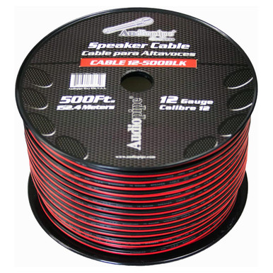 Audiopipe CABLE12BLACK | 500 Feet 12 Gauge Speaker Wire Cable | Red / Black