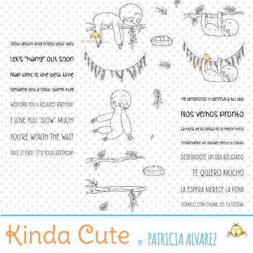 Sloth Digital Stamp Set – 3 Cute Sloths, Branches & Nest – Spanish ...