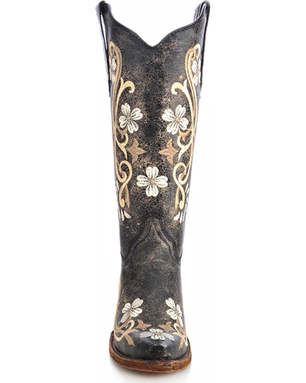 CORRAL Womens Black Multi Color Floral Boots L5175-LD