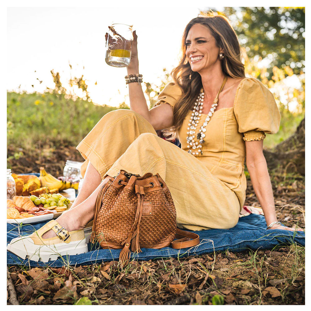 STS Sweetgrass Bucket Distressed Tan Bag STS-32188