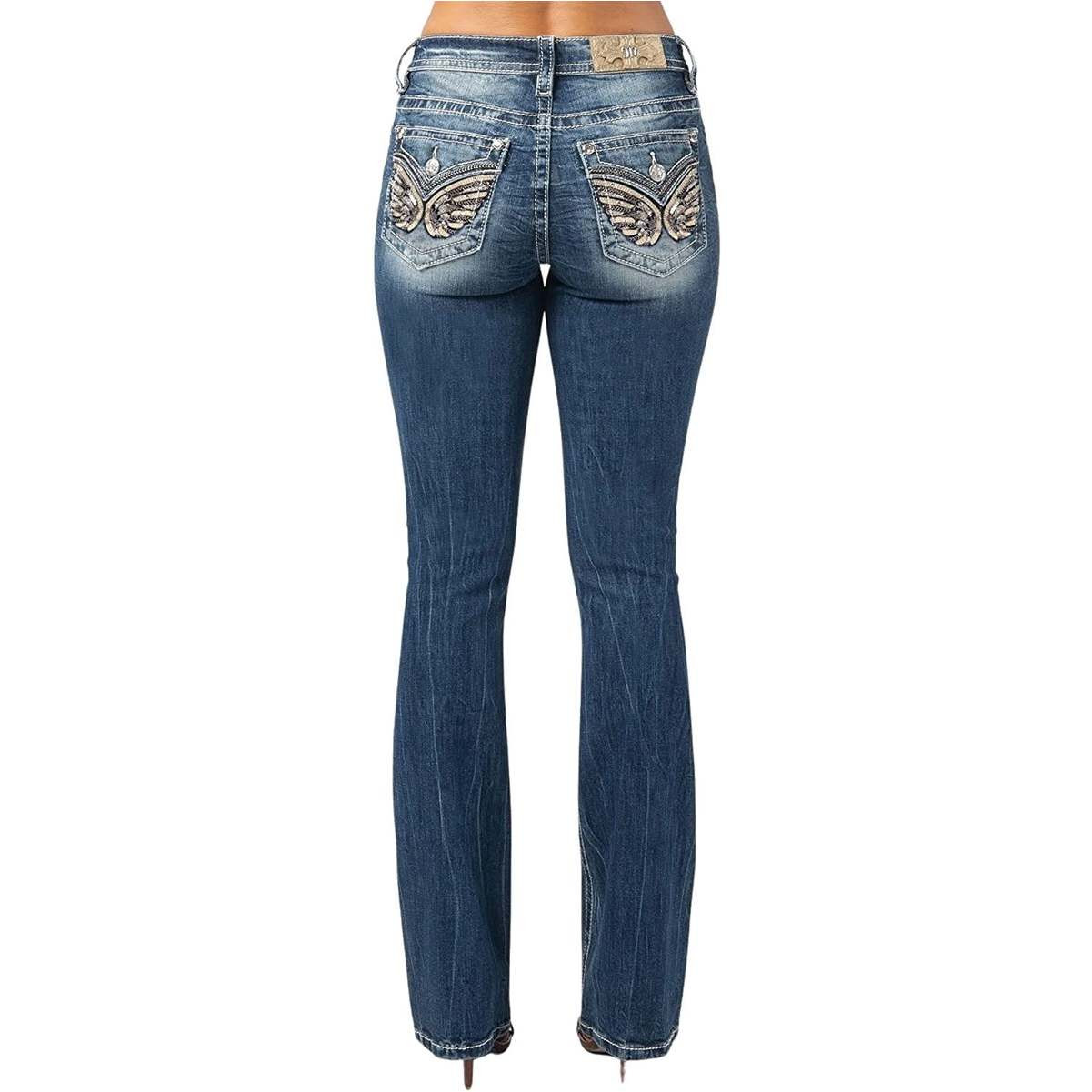 MISS ME Mid Rise Angel Wing Bootcut Jeans M3080B36
