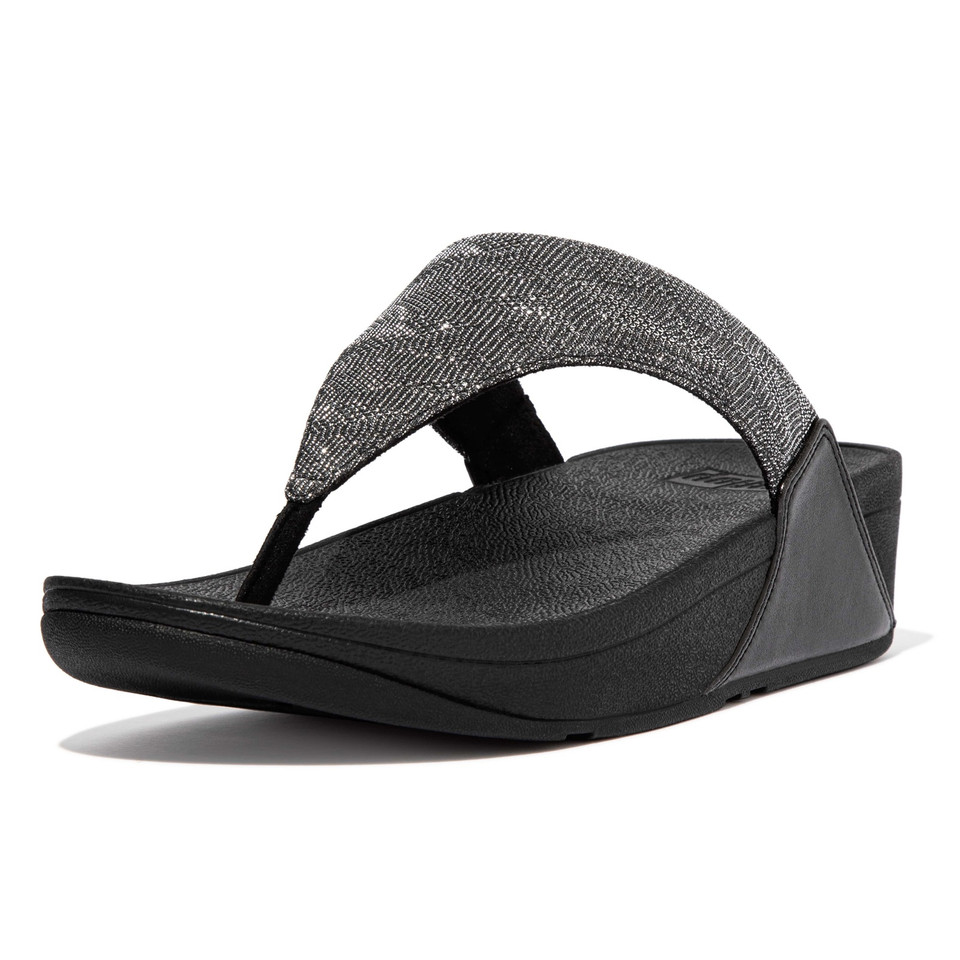 FITFLOP Womens Lulu Glitz-Bow Leather Sandals E1G