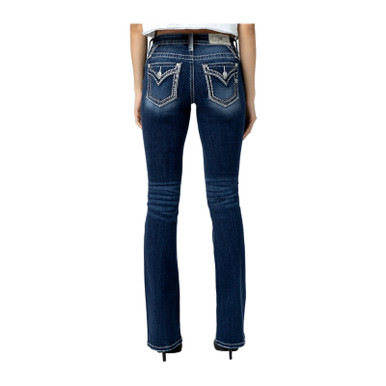 MISS ME Womens Nora Stitched Saddle Faux Flap Pocket Mid-Rise Bootcut ...
