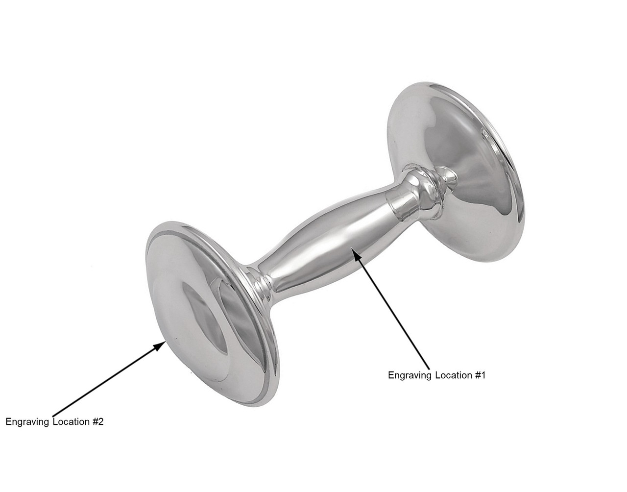 Plain Sterling Silver Baby Barbell Rattle - Cunill America, Inc