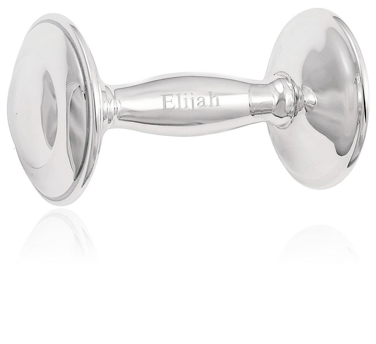 Plain Sterling Silver Baby Barbell Rattle - Cunill America, Inc