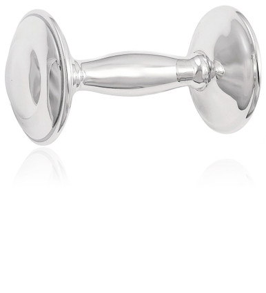 Plain Sterling Silver Baby Barbell Rattle - Cunill America, Inc