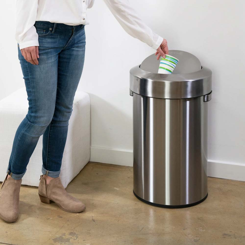 Round 17-Gal Swing Top Trash Can for Modern Spaces