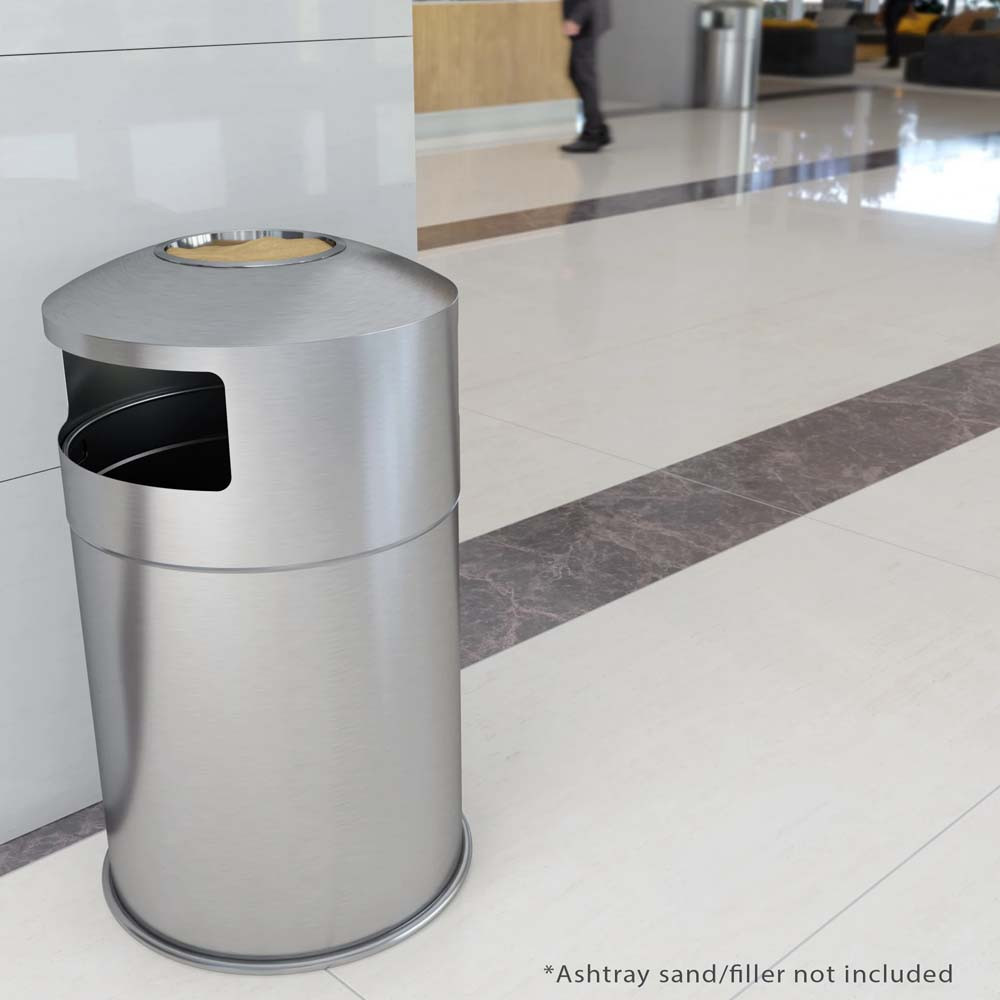 50-Gal Indoor Trash Can: Dual Entry & Interchangeable Ashtray