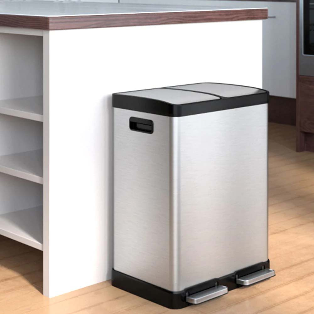 Eco-friendly 16-Gal Dual Compartment Trash and Recycle Bin
