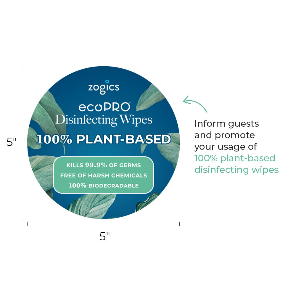 ecoPRO™ Plant-Based Disinfecting Wipes Sticker 5" Round