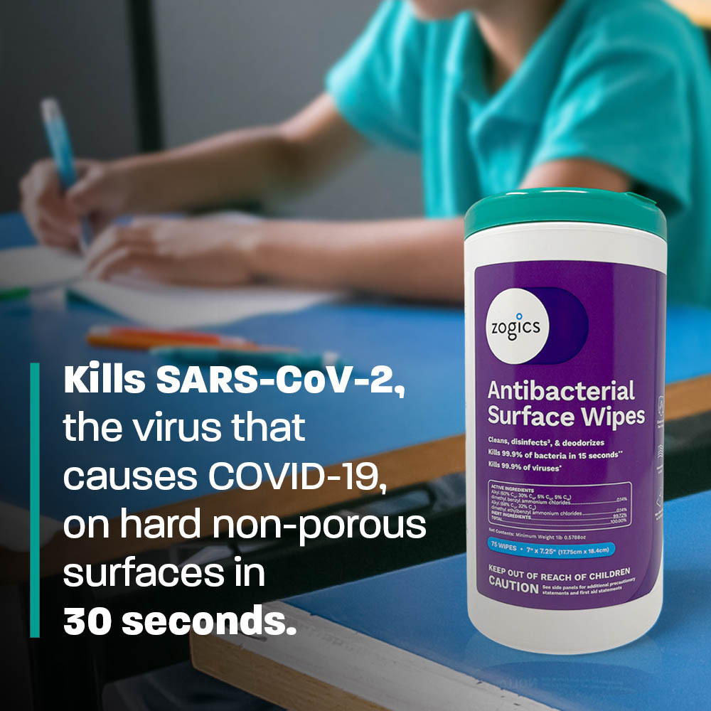Antibacterial Wipes Canister | Quick & Portable | Zogics