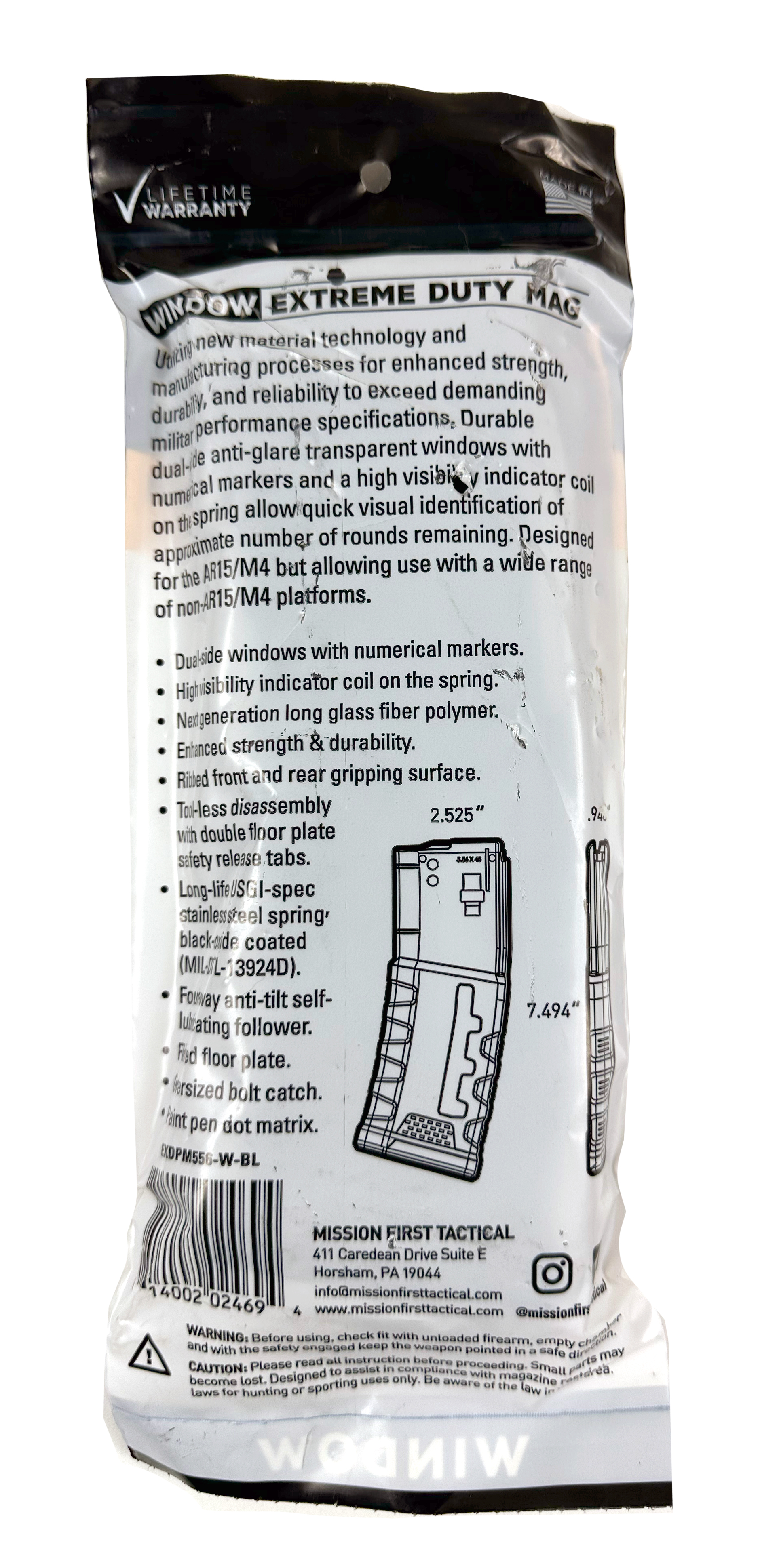 MFT EXD MAGAZINE AR15 5.56X45 30RD WINDOW BLACK POLYMER