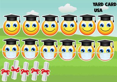 Bulk Emoji Graduation with Mask Options - Yard Card USA tm