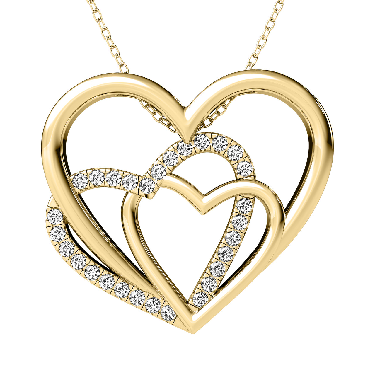 14K Gold Heart Diamond Pendant 0.60 ct. 38mm x 16mm| Sarraf.com