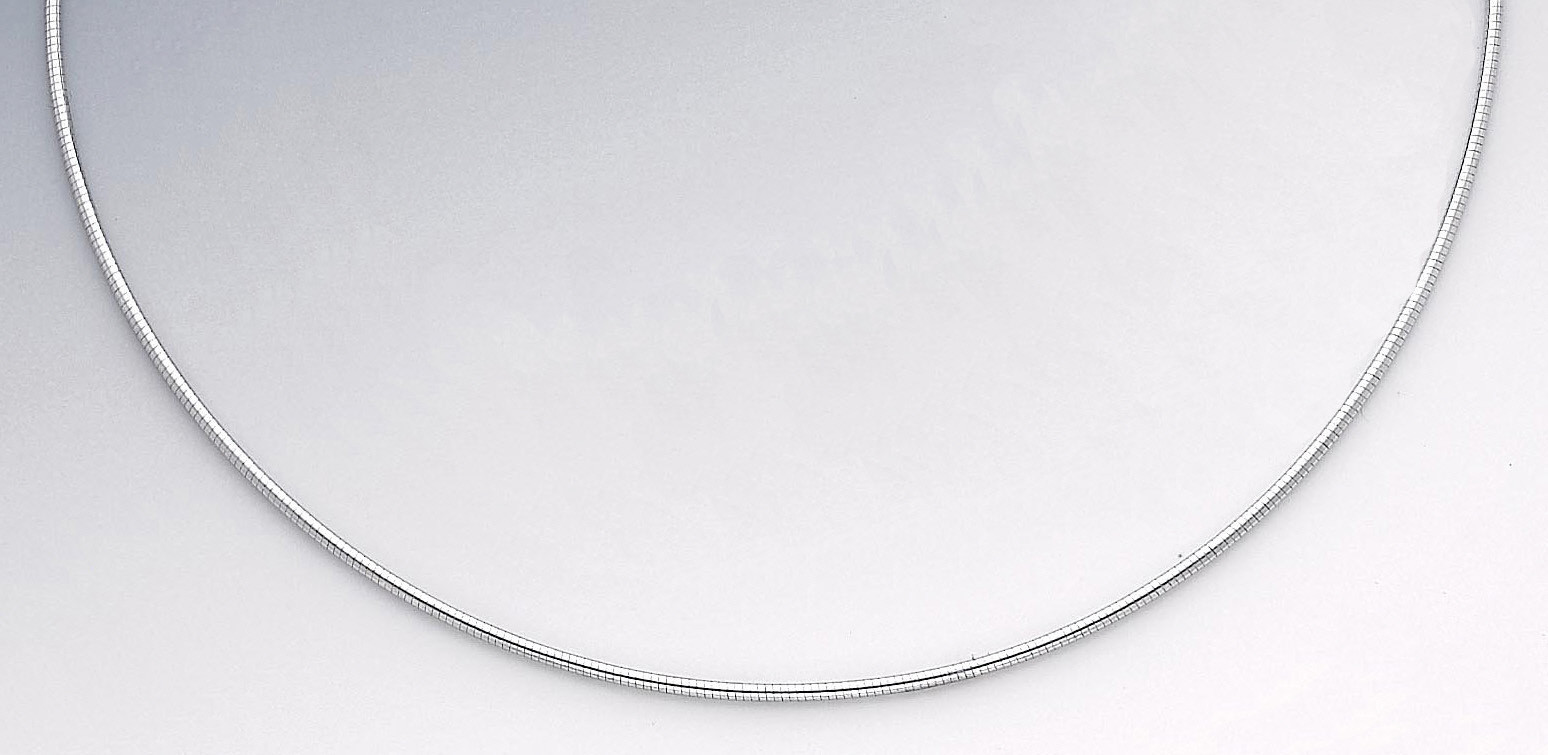 14k White Gold 1.5mm Round Omega Necklace 18 Inches | Sarraf.com