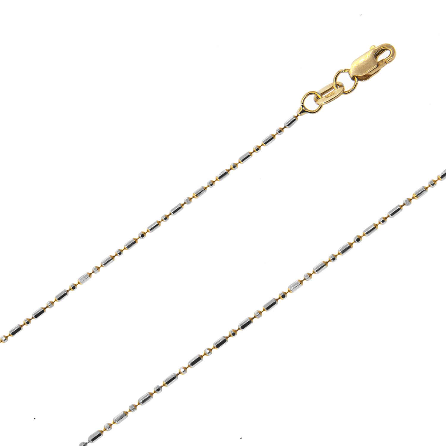 14k Gold 1.5mm Two-tone Bead Chain 18 Inches | Sarraf.com
