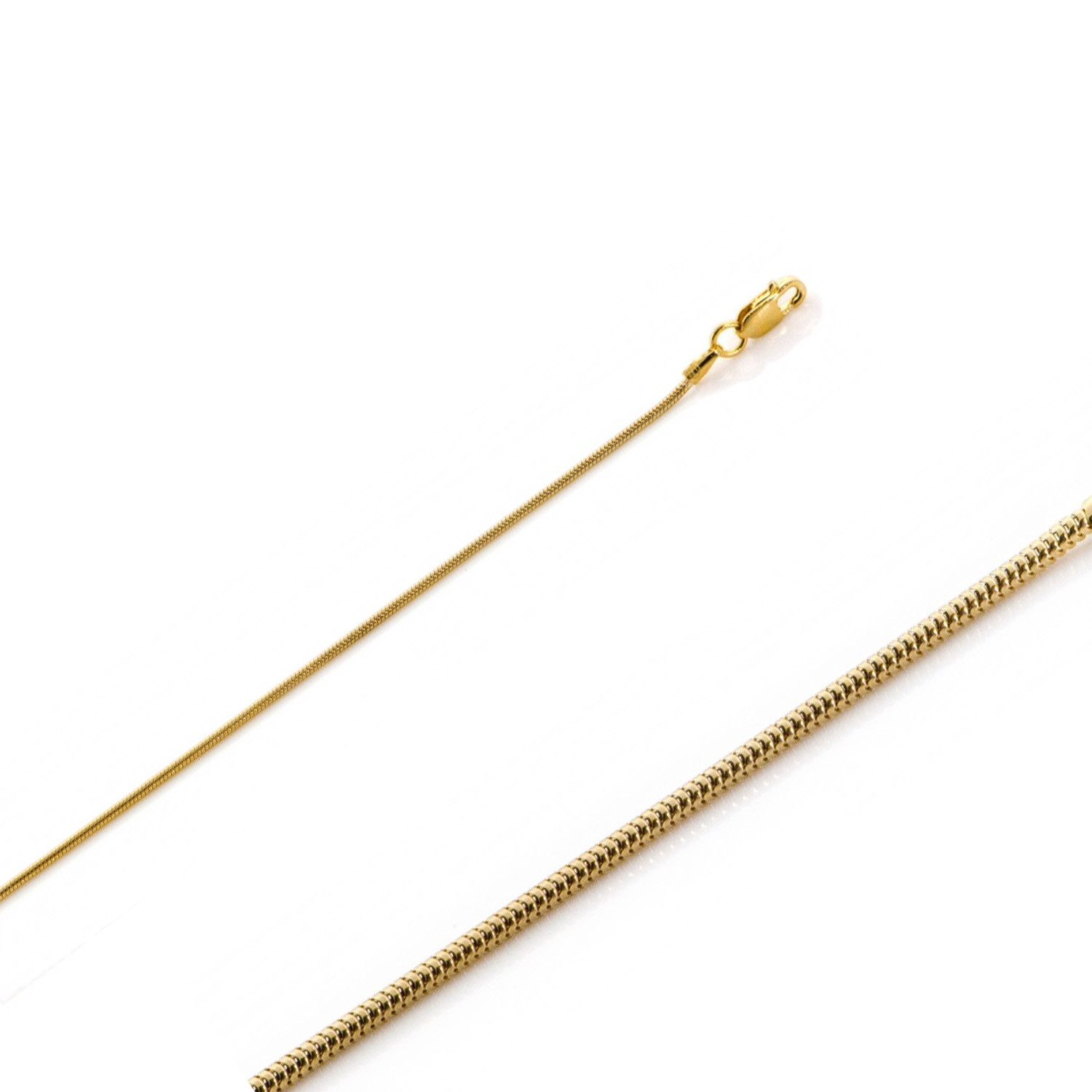 14K Yellow Gold 1.2mm Round Snake Chain 16 Inches | Sarraf.com