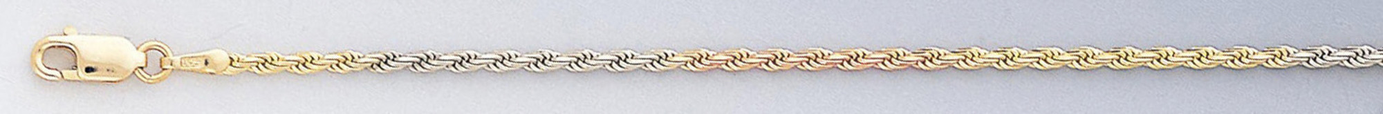 14k Gold 2mm Tri-color Rope Chain 16 Inches | Sarraf.com