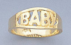 14k Gold 6mm Baby Ring With Word BABY | Sarraf.com