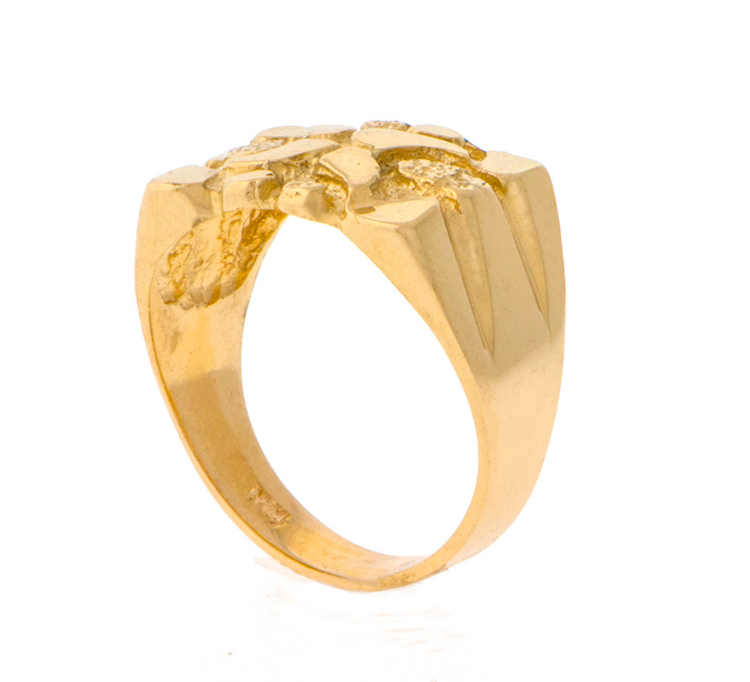 14k Gold 12.0mm Men's Nugget Ring | Sarraf.com