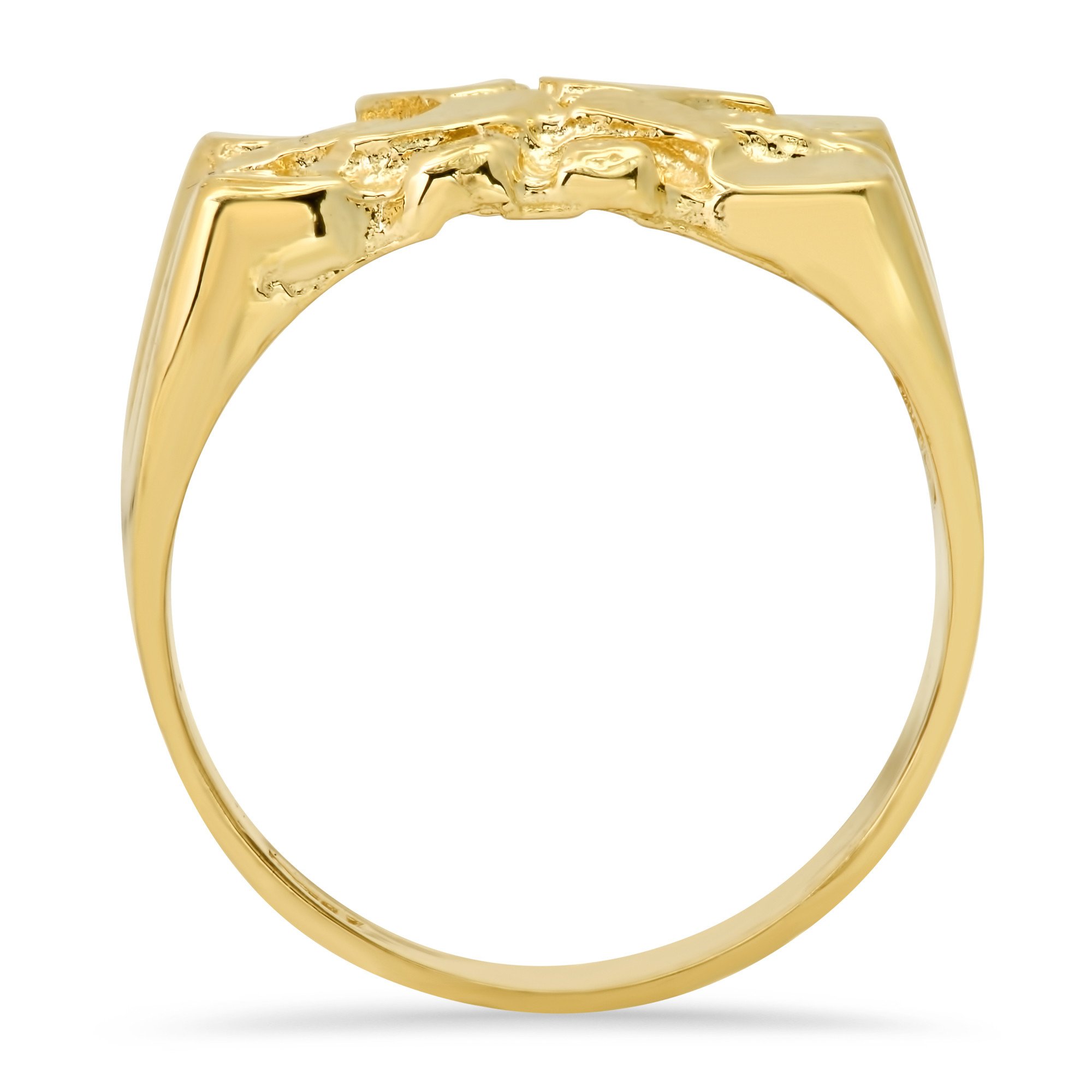 14k Gold 12.0mm Men's Nugget Ring | Sarraf.com