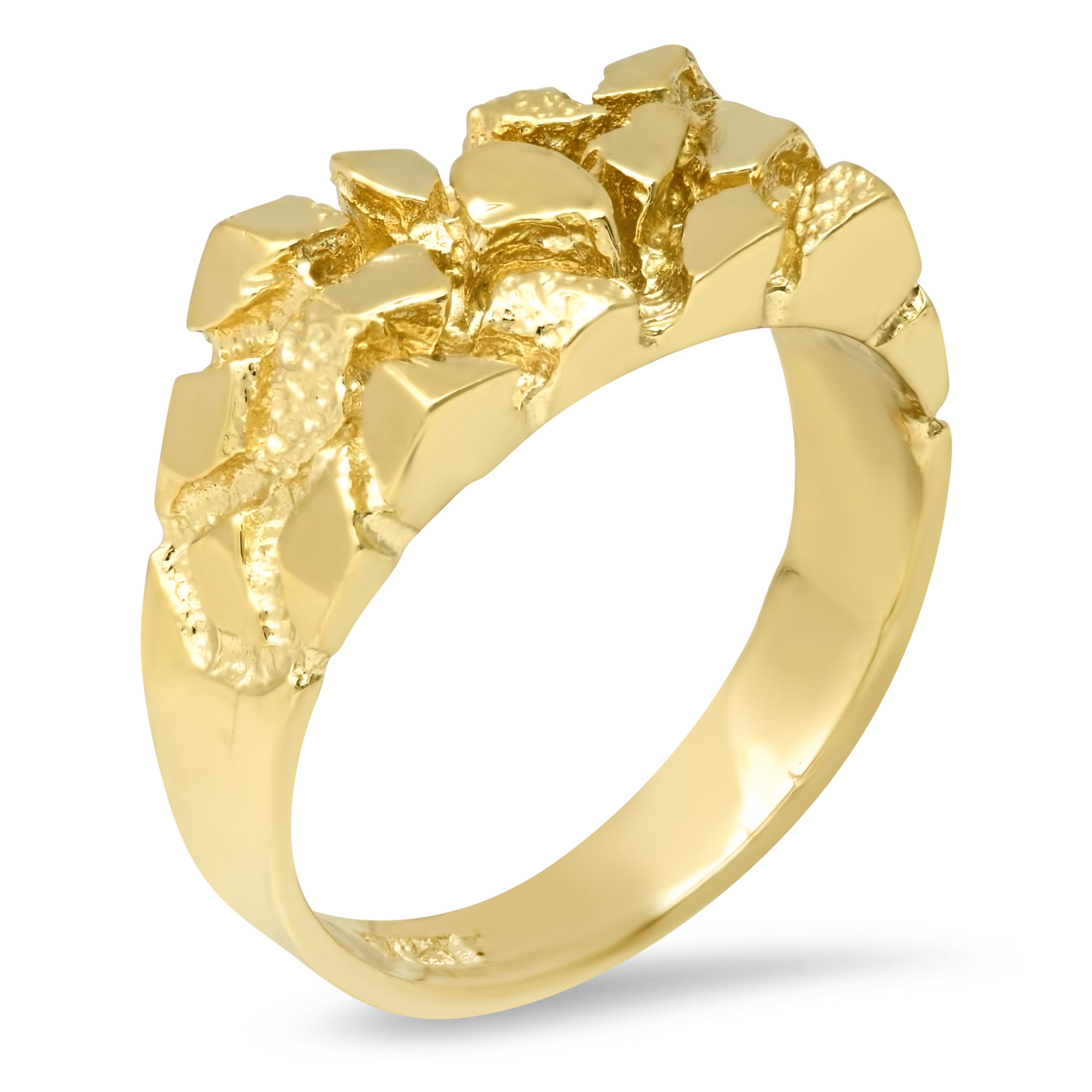 14k Gold 9mm Men's Nugget Ring | Sarraf.com