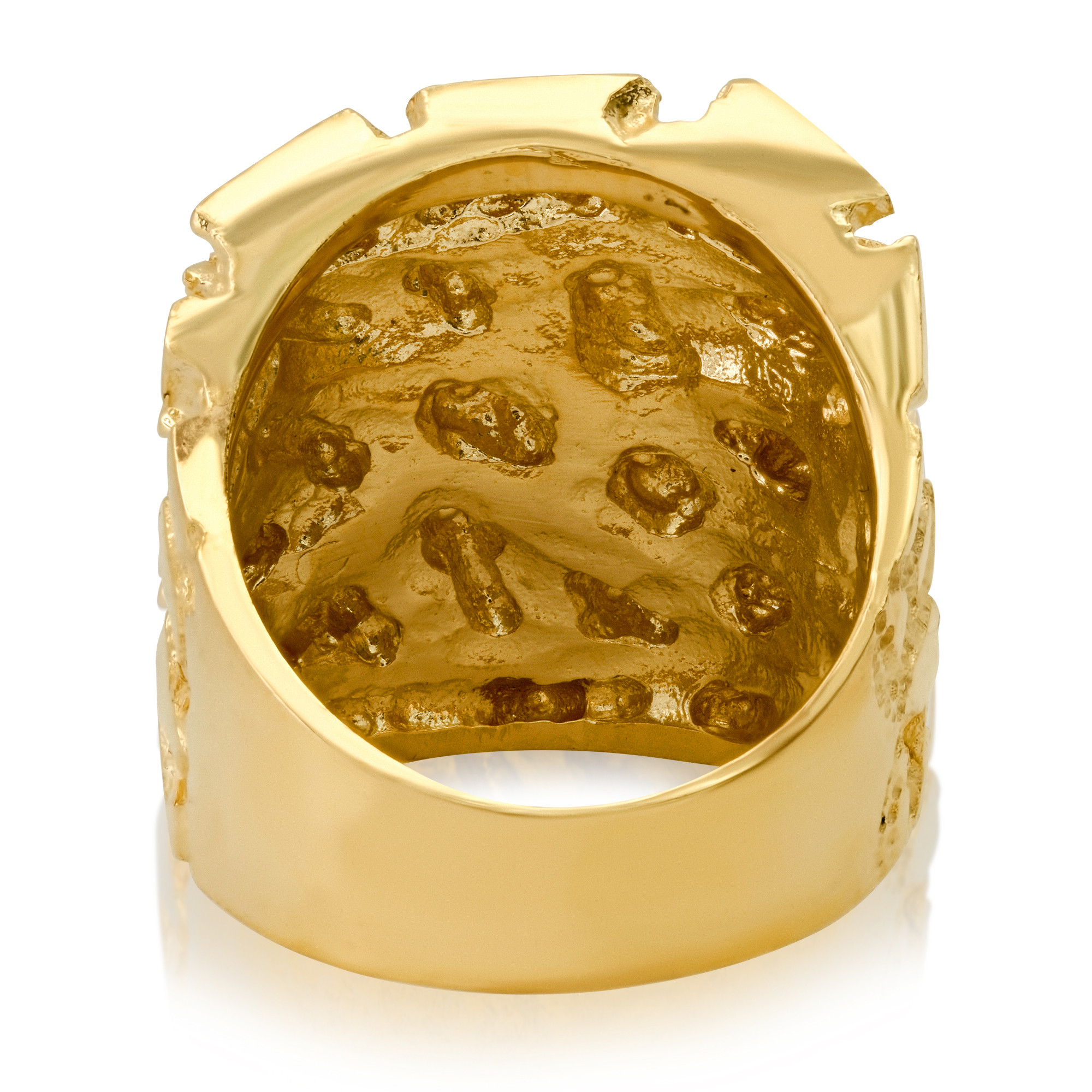 14k Gold 27mm Men's Nugget Ring | Sarraf.com