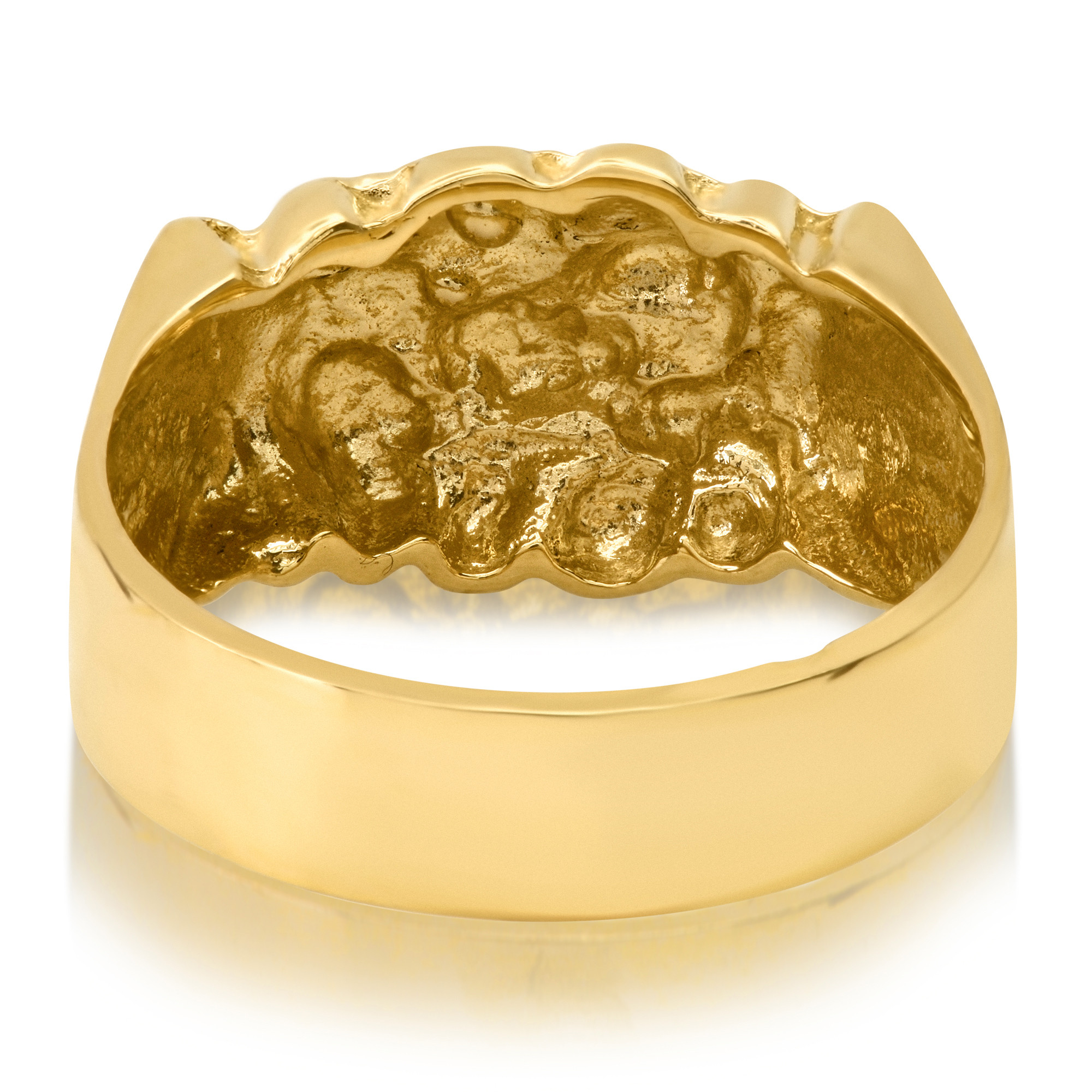 14k Gold 11mm Men's Nugget Ring | Sarraf.com