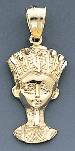 14k Gold Egyptian Nefertiti Pendant 16mm W X 36mm H In | Sarraf.com