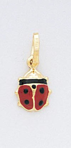 14k Yellow Gold and Enamel 12mm LadyBug Charm | Sarraf.com