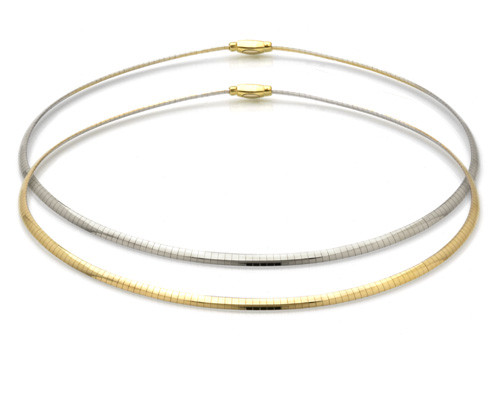 14k Reversible Omega Necklace 3 Mm 18" | Sarraf.com