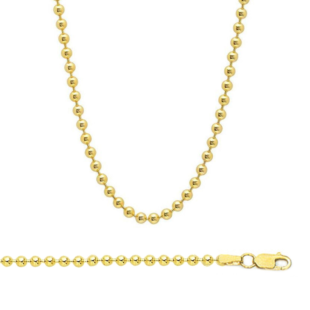 14k Gold Bead Link Chain, 4mm Wide 22 Inches | Sarraf.com