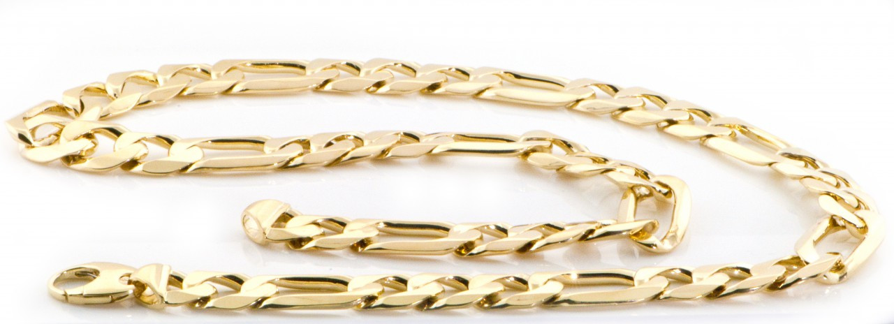 18k Yellow Gold Hand Made Chain 13.3mm Wide And 20 Inches | Sarraf.com