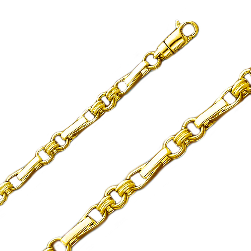 14k Gold Fancy Hand Made Chain 6.1mm 30 Inches | Sarraf.com