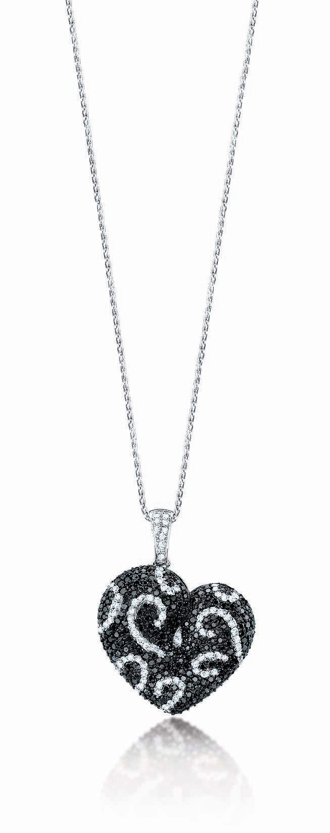 2.50ct. Black Diamond Heart Pendant On 14k White Gold. | Sarraf.com