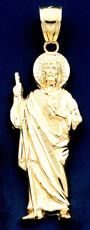 14k Gold 2.4 Inches San Judas (st. Jude) Pendant | Sarraf.com
