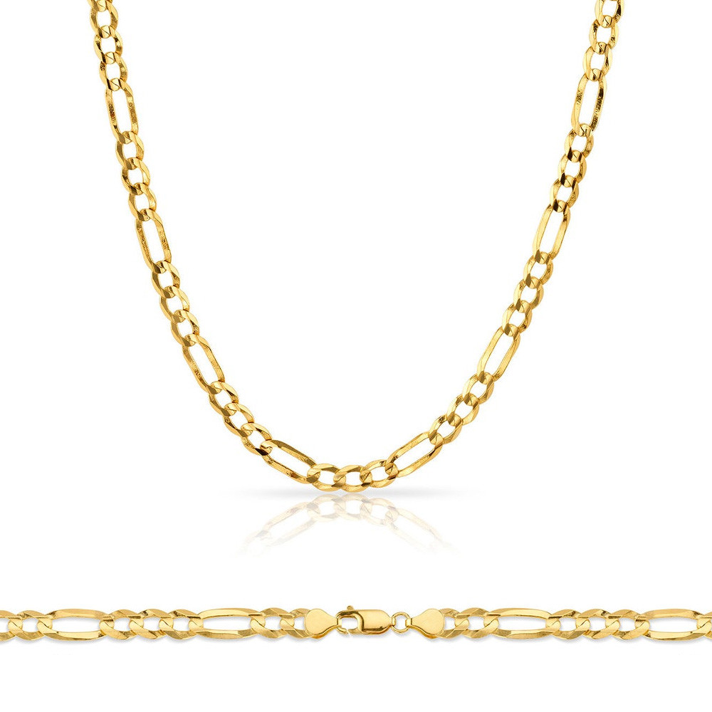 10k Gold 3.9mm Open Figaro Chain 20 Inches | Sarraf.com