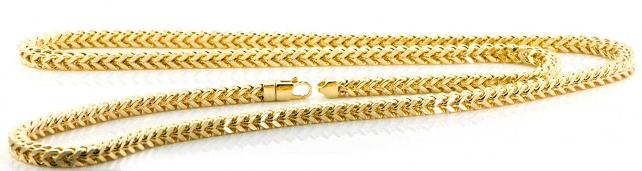 10k Yellow Gold 5.1mm Hollow Franco Chain 18 Inches | Sarraf.com