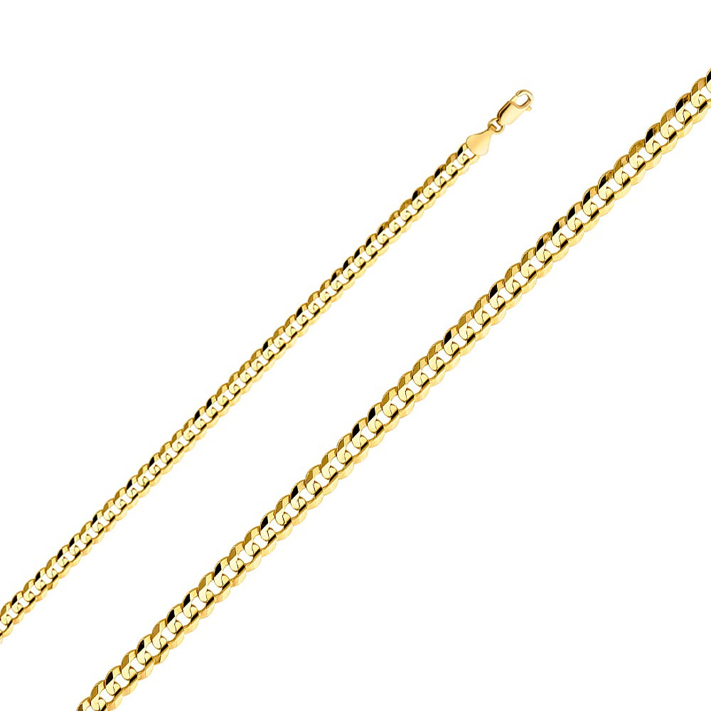 14k Gold 6mm Flat Curb Chain 28 Inches | Sarraf.com