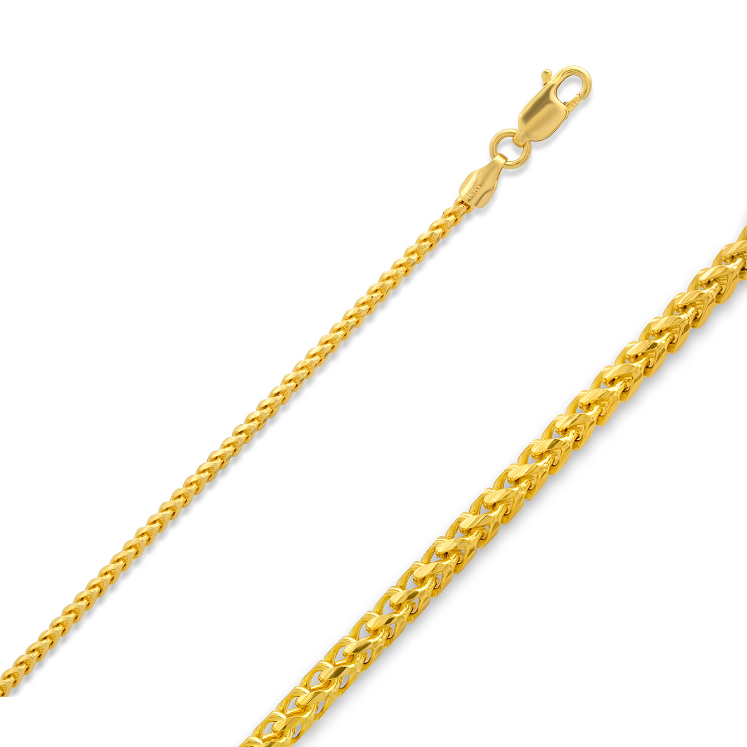 14k Gold 1mm Diamond Cut Franco Chain 30 Inch | Sarraf.com