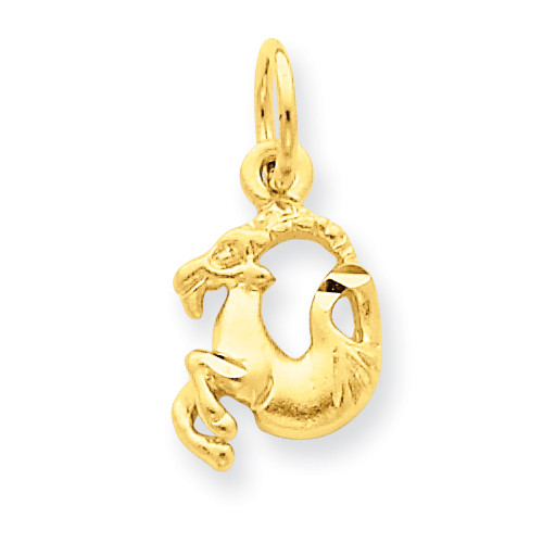 14k Gold Yellow Capricorn Zodiac Pendant 21mm High | Sarraf.com